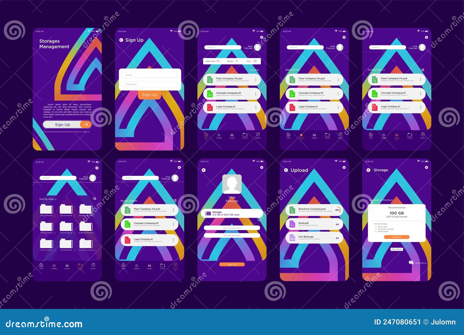 Dynamic Psychedelic Triangle Line Gradient Color Storage Management App ...