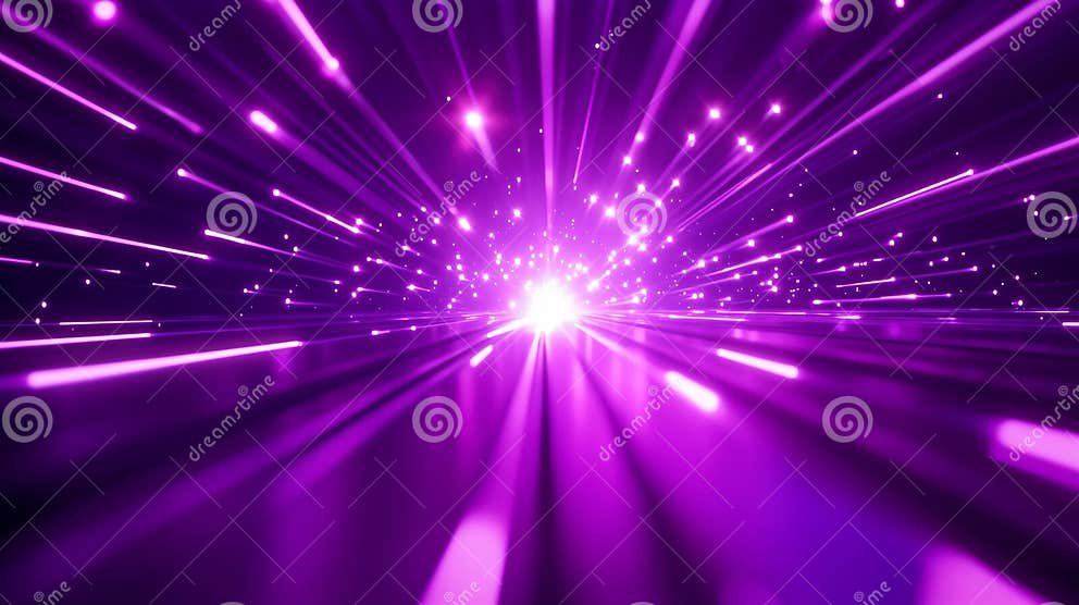 Dynamic Purple Light Rays Burst Forward in an Abstract Representation ...