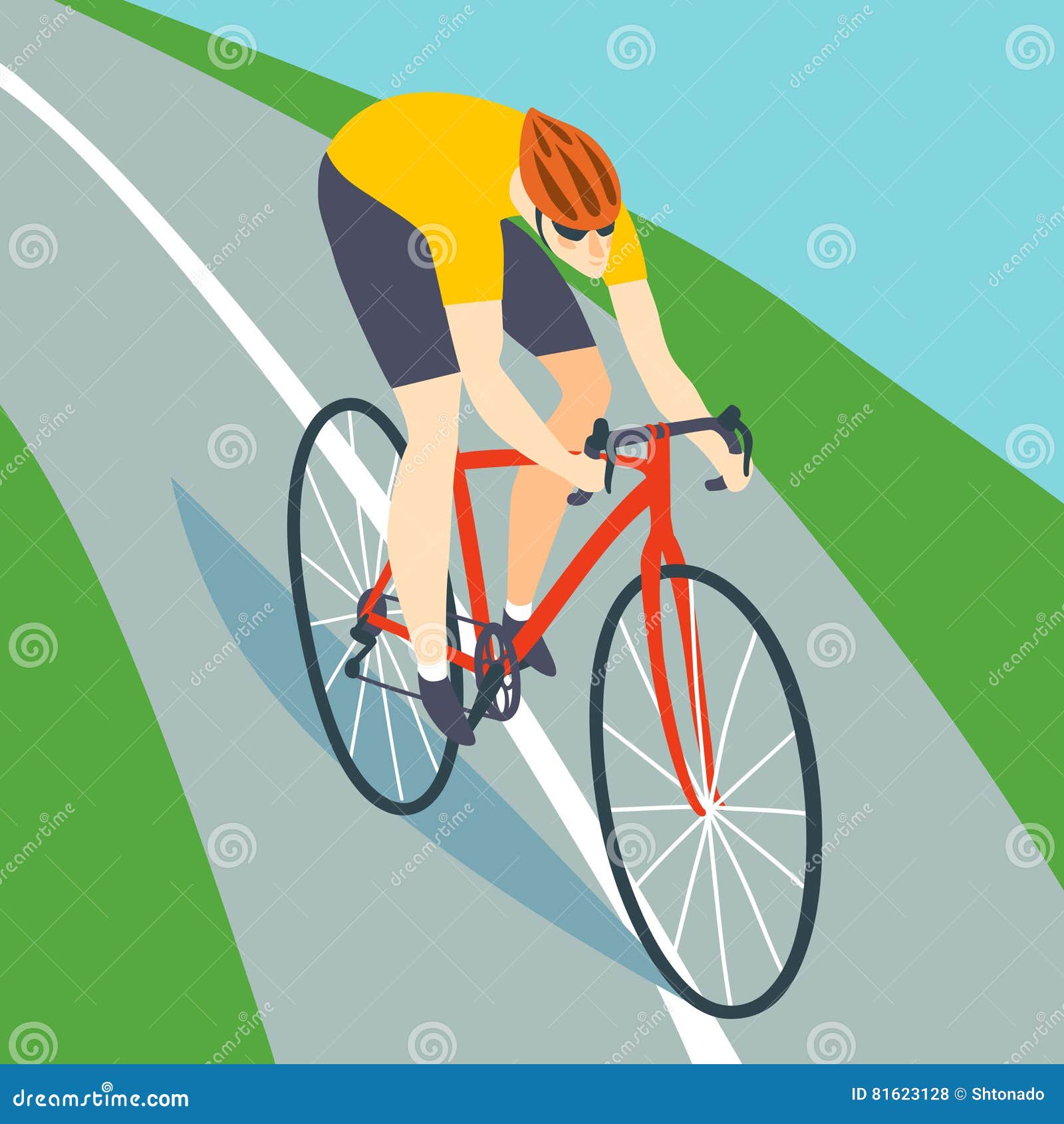 Dynamic Racing Cyclist Riding Down the Road Stock Vector - Illustration ...