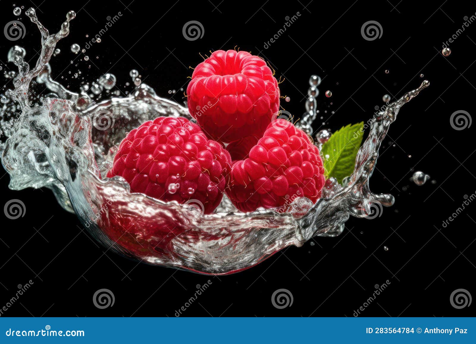 Dynamic Raspberry Splash: Raspberry on a Dark Background with Water ...
