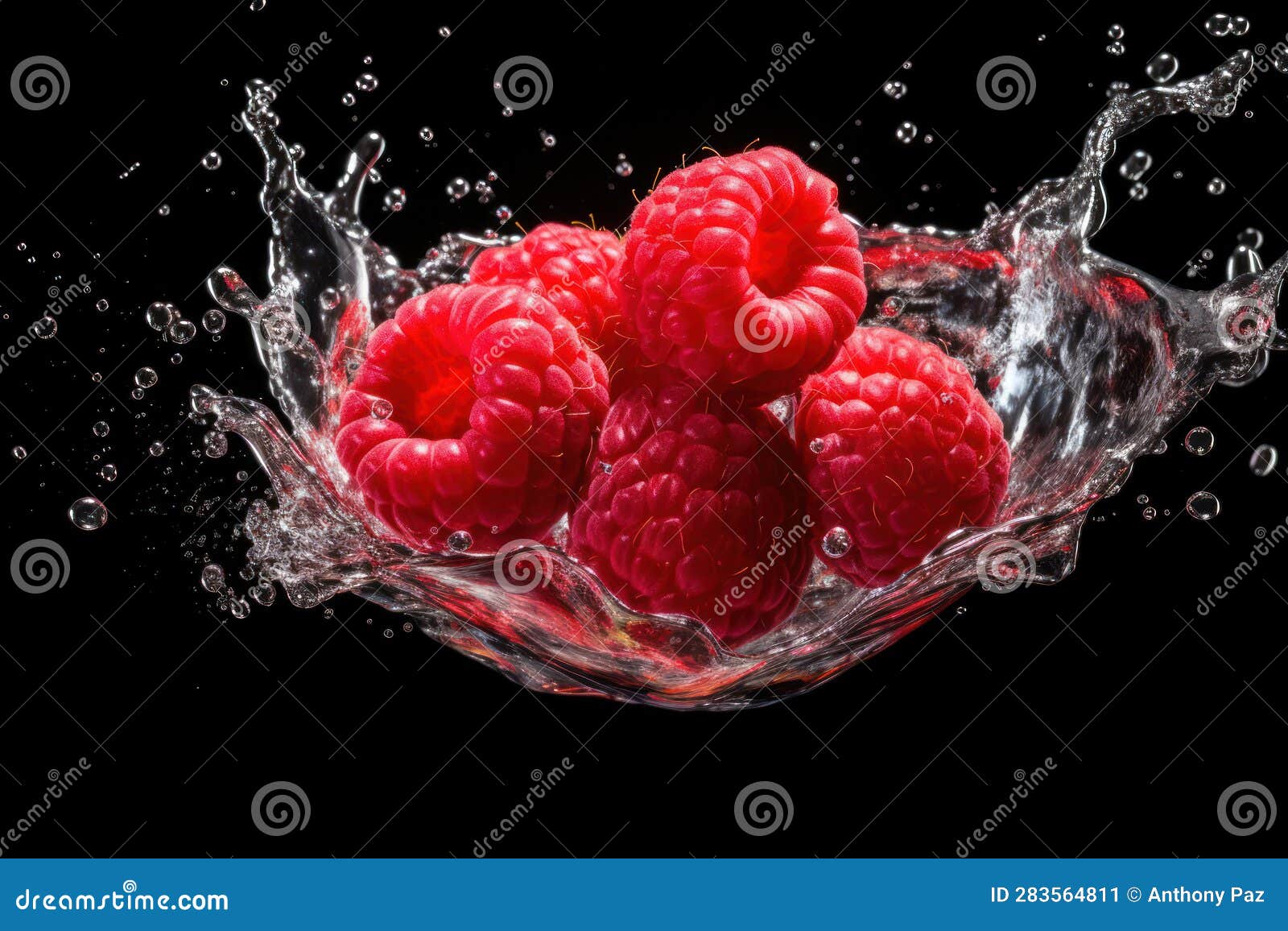 Dynamic Raspberry Splash: Raspberry on a Dark Background with Water ...