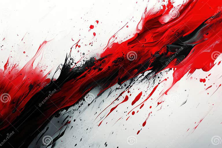 Dynamic Red and Black Ink Abstract on White Background Stock Image ...