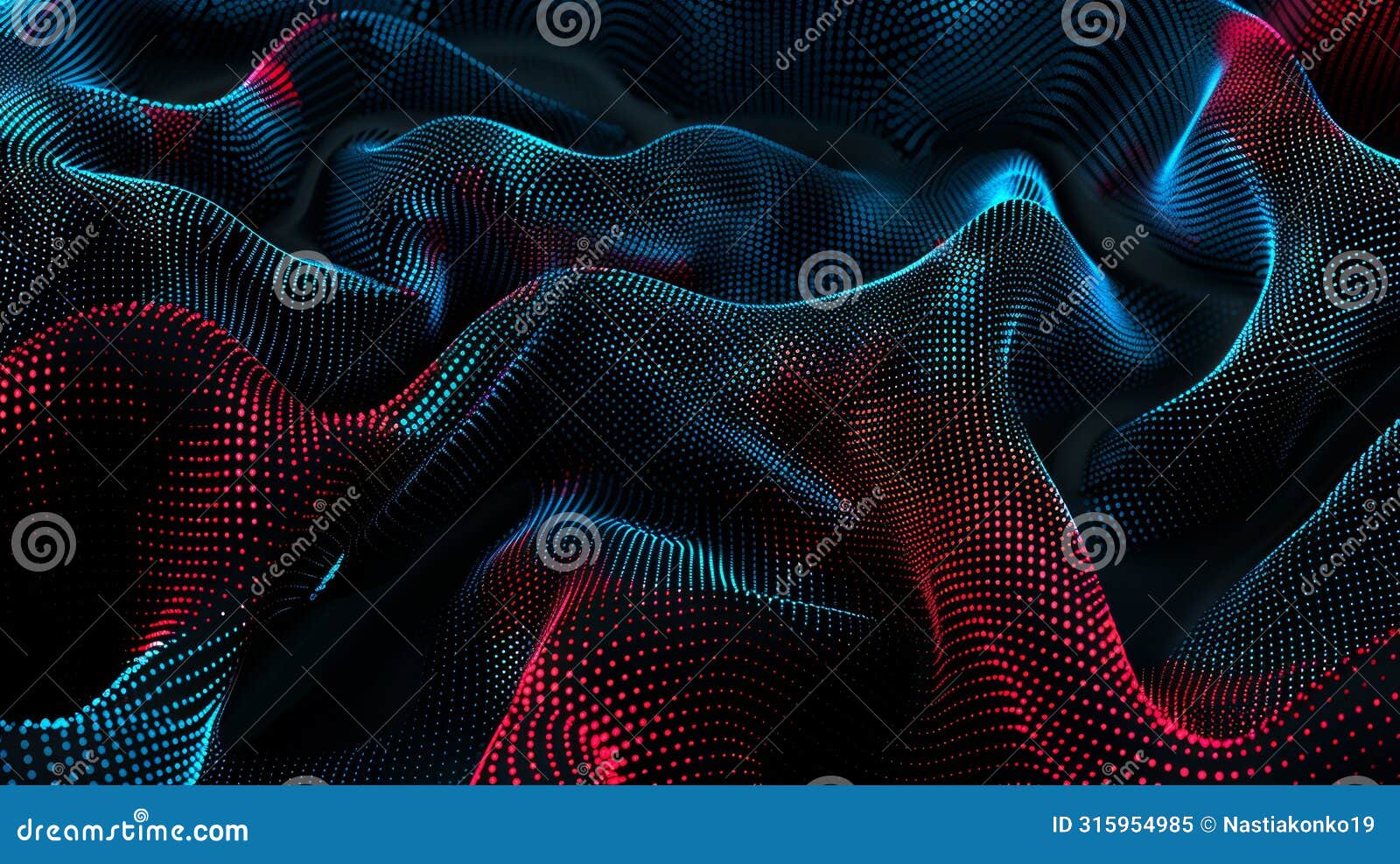 Dynamic Red and Blue Dot Wave Pattern on Black Background Stock Image ...