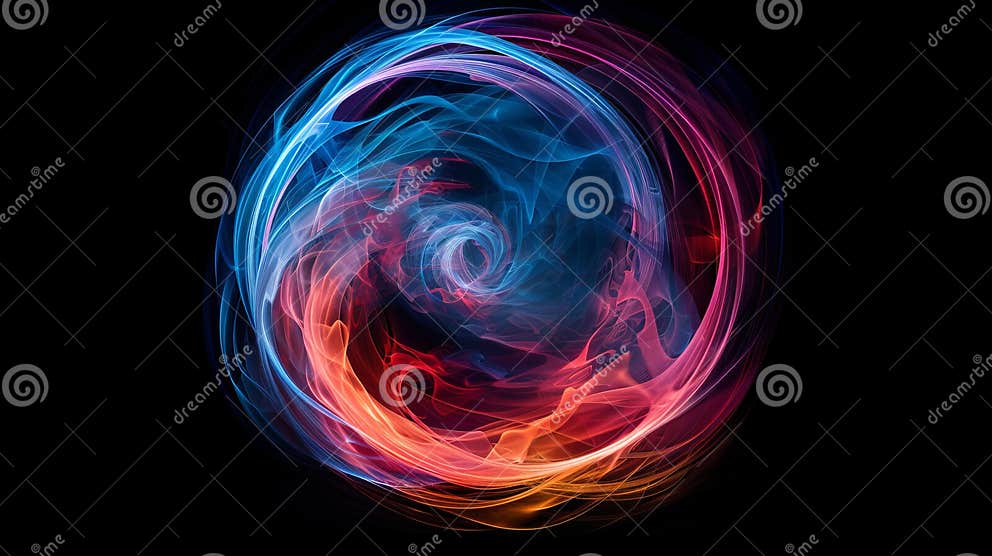 Dynamic Red and Blue Energy Flow in Circular Pattern on Black ...