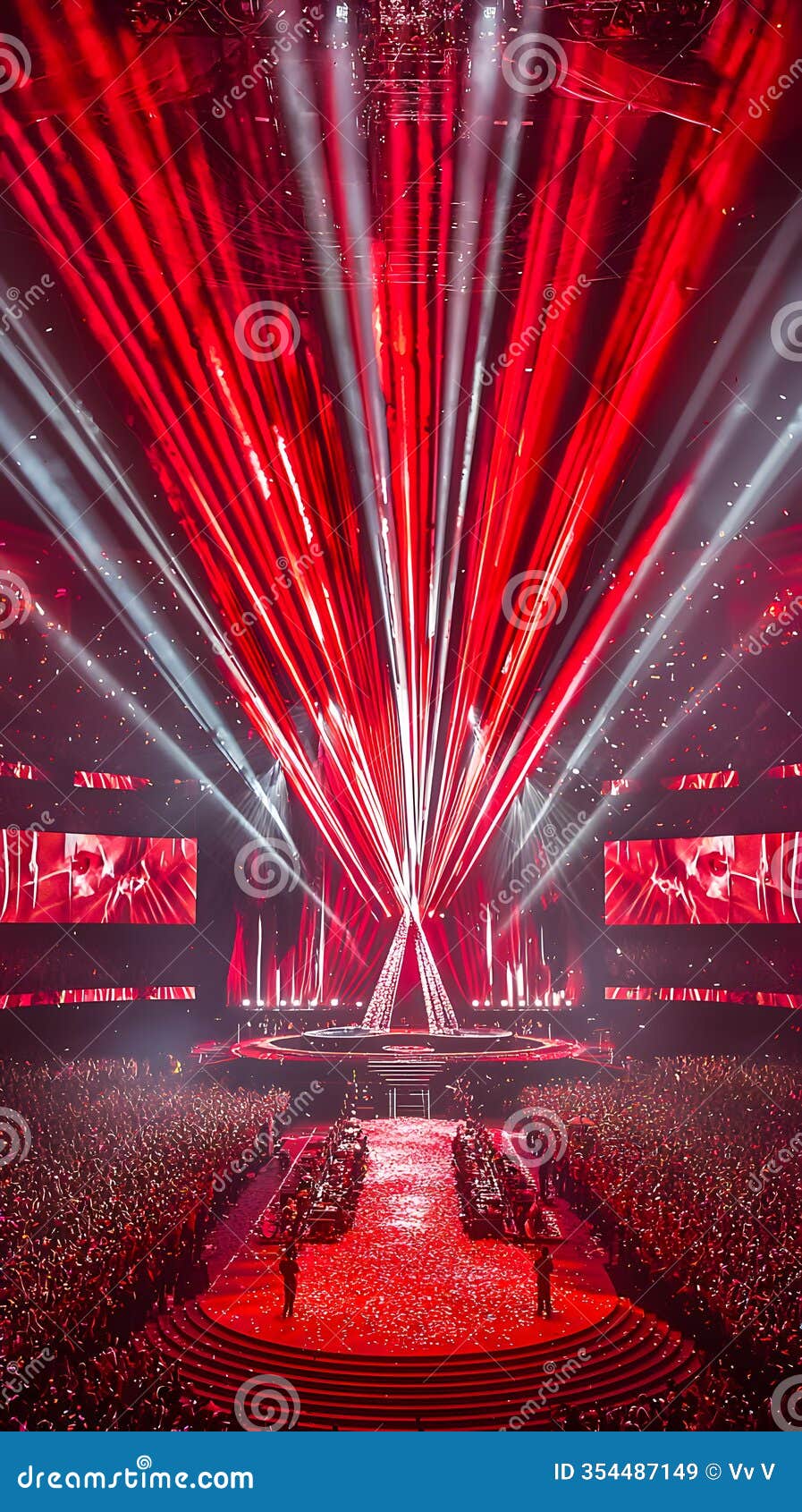 Dynamic Red Concert Stage with Vibrant Lights. Stock Illustration ...
