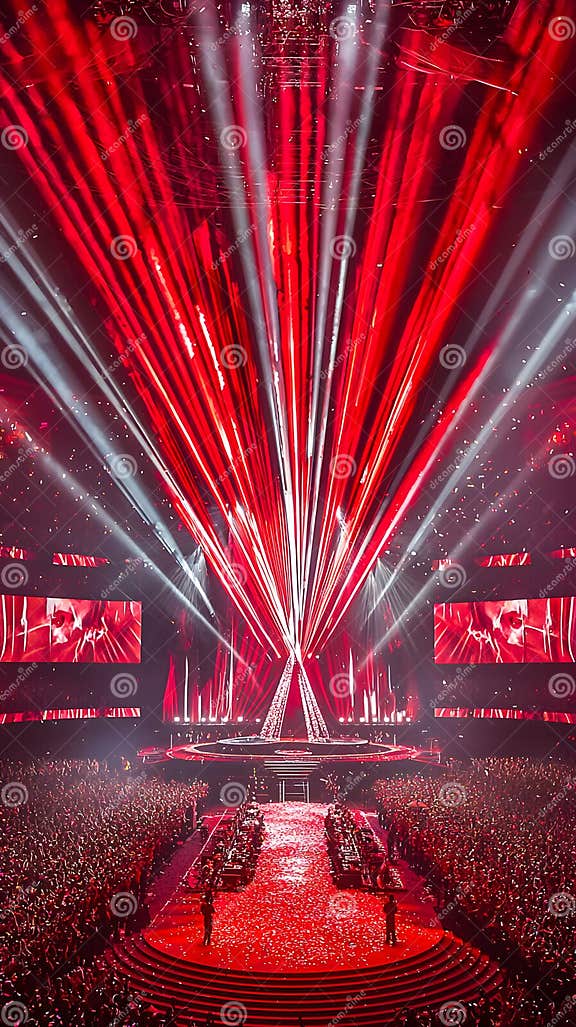 Dynamic Red Concert Stage with Vibrant Lights. Stock Illustration ...