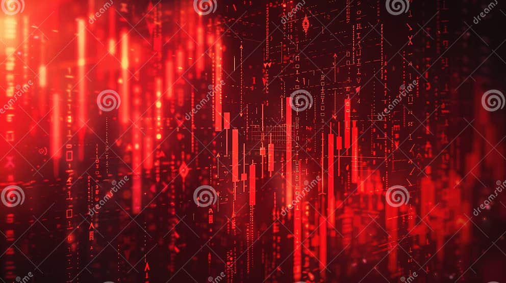 Dynamic Red Data Visualization Displaying Financial Trends in a Digital Interface. Generative AI ...