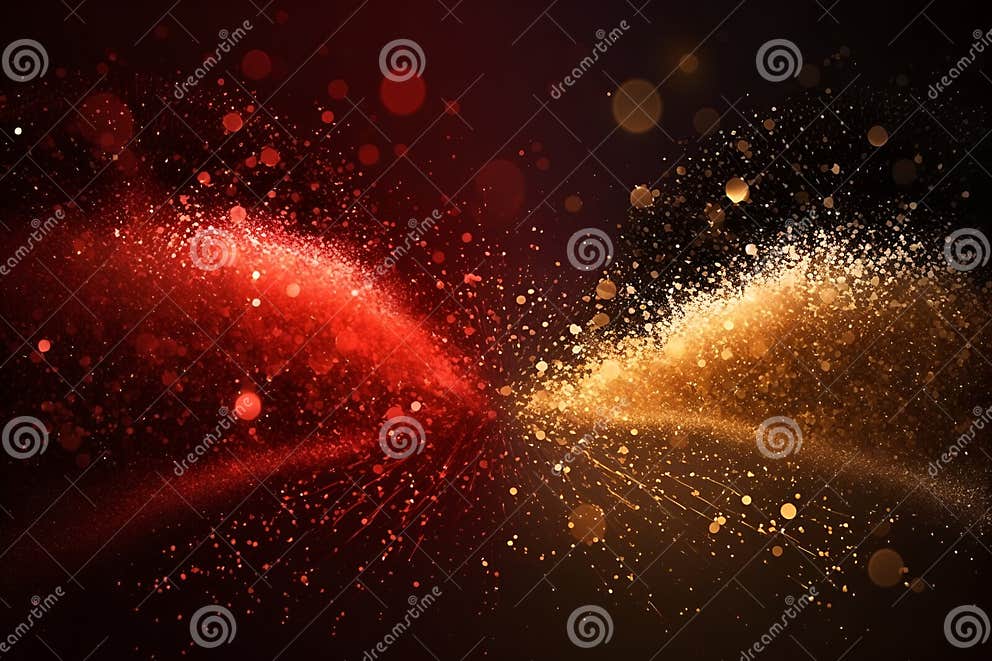 Dynamic Red and Gold Particle Burst Abstract Art Stock Illustration ...
