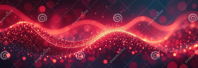Dynamic Red Light Wave Pattern with Sparkling Bokeh Background for ...