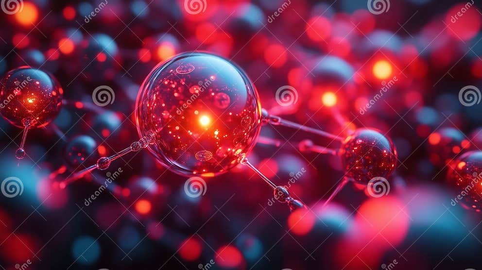 Dynamic Red Molecule Visualization with Abstract Scientific Design ...