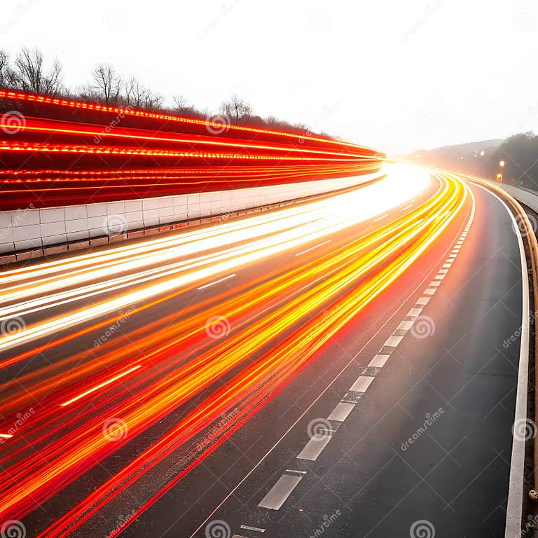 Dynamic Red and Orange Light Streaks Isolated on White Background Stock ...