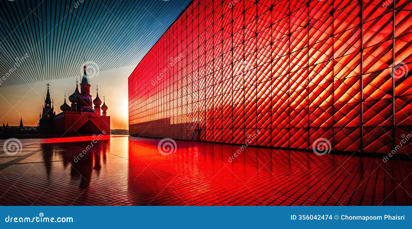 Dynamic Red Square Pattern Silhouette Background for 3D Photography ...
