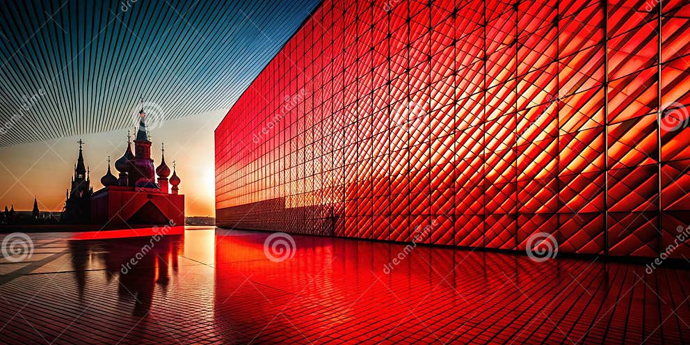 Dynamic Red Square Pattern Silhouette Background for 3D Photography ...