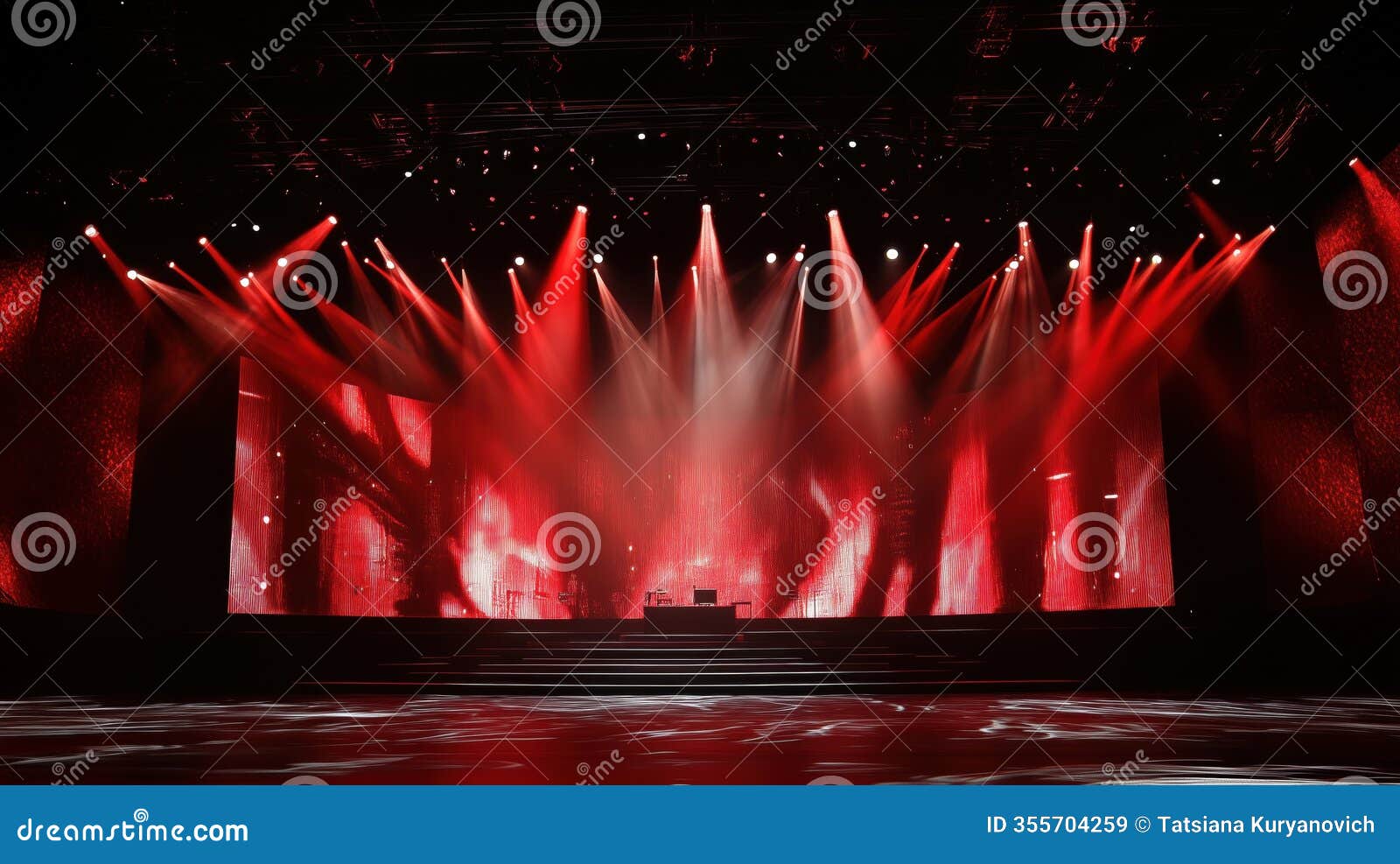 Dynamic Red Stage Lighting with DJ Setup, Vibrant Atmosphere, Dramatic ...