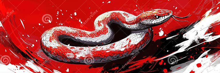 Dynamic Red and White Snake in Abstract Artistic Splash Stock Image ...