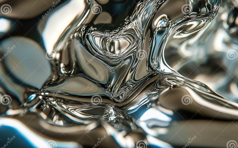 A Dynamic, Reflective Liquid Metal Surface with Swirling Patterns in ...
