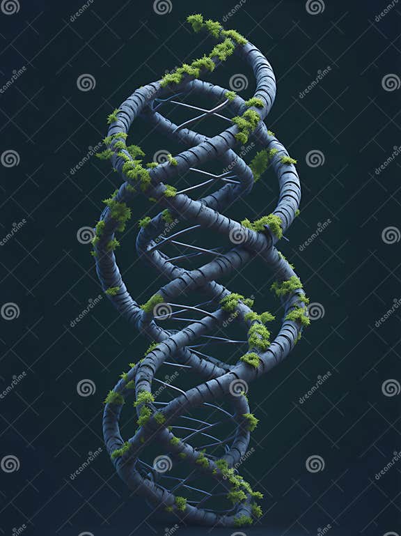 Dynamic Representation of a DNA Helix Merging with Nature S Elements. AI Generated Stock ...