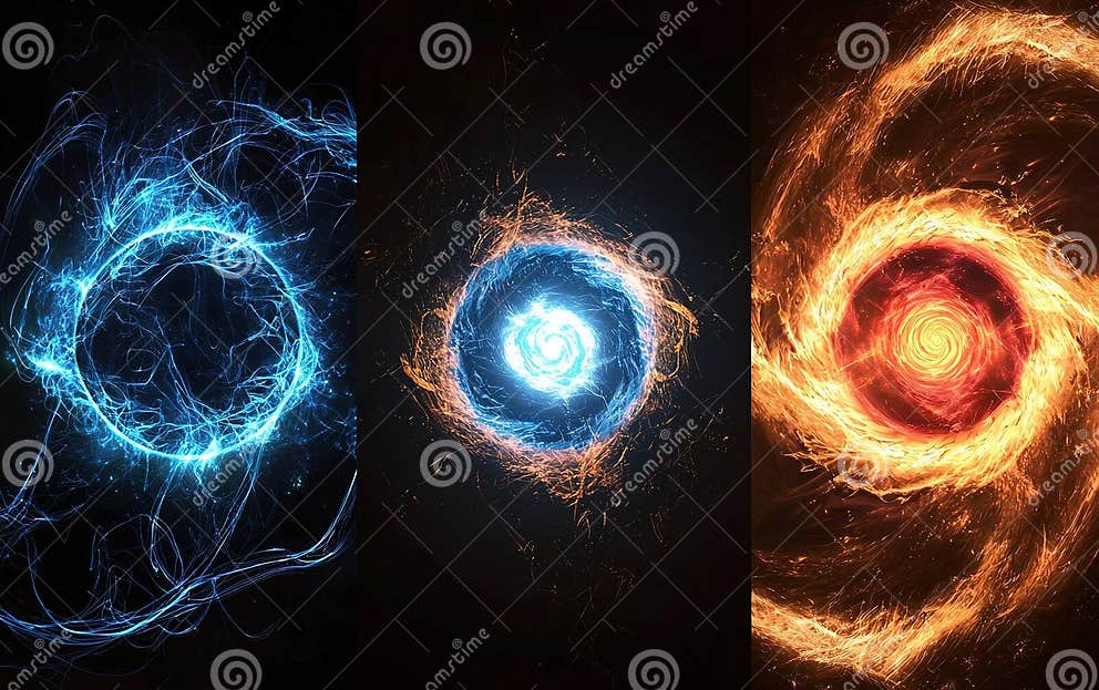 Dynamic Representation of Elemental Forces with Swirling Blue, White ...