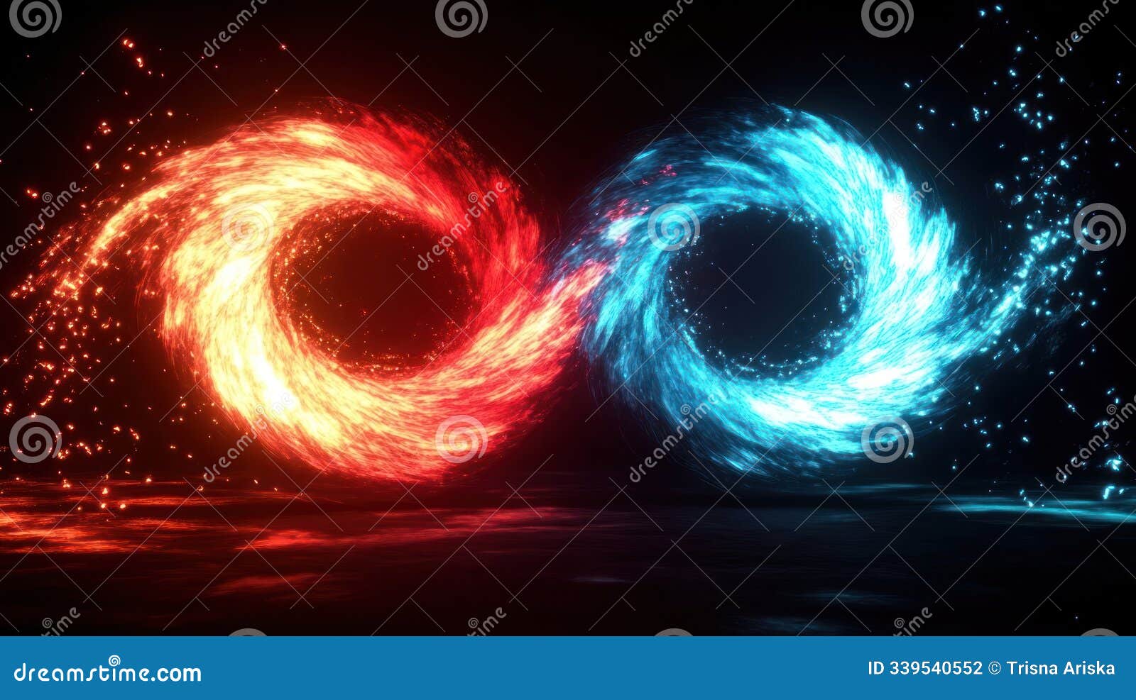 A Dynamic Representation of Fire and Water Swirling in an Infinity ...
