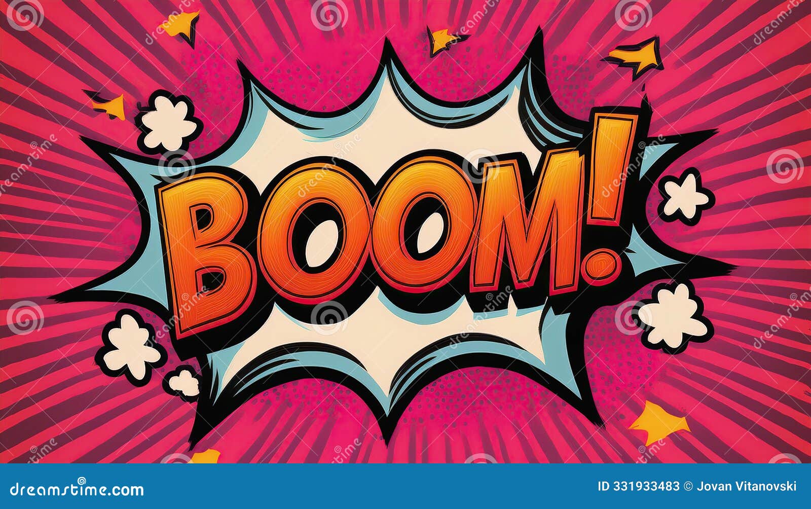 Retro Comic-style Explosion with Bold Text BOOM in Vibrant Colors Stock ...