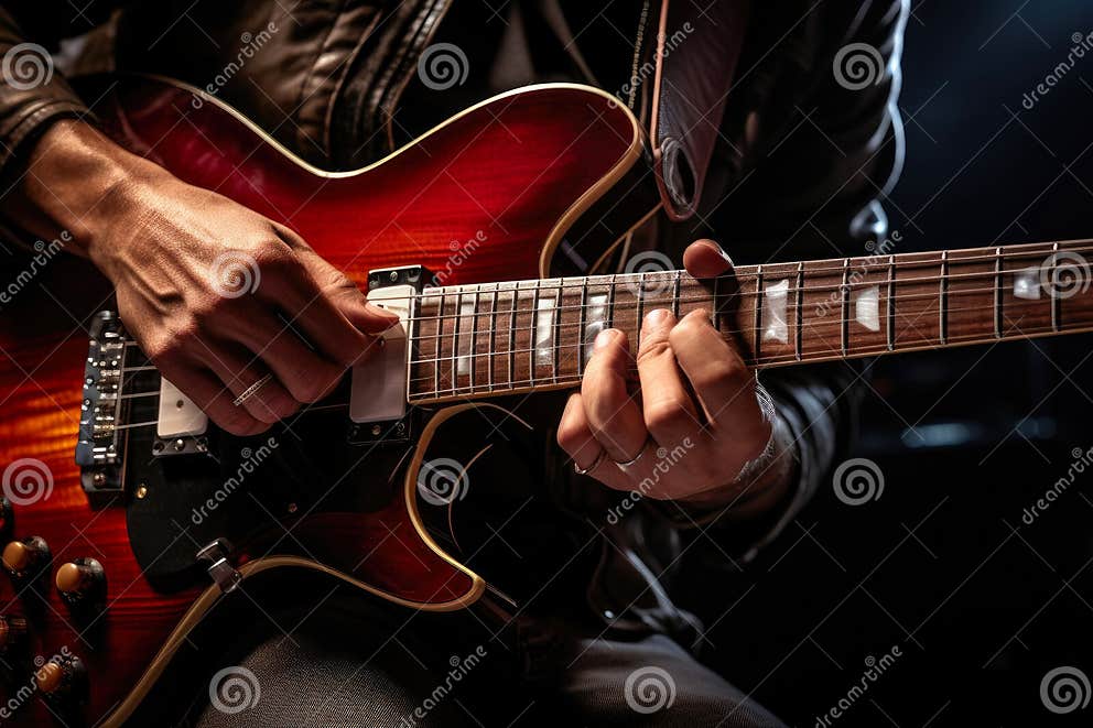 Dynamic Rhythms: Hand on Electric Guitar. Stock Illustration ...