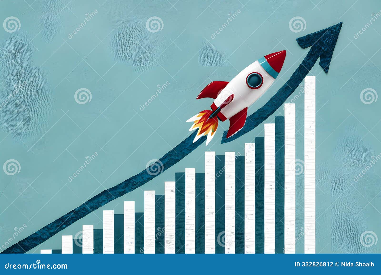 Dynamic Rocket Graphic with Data Bars Showing Progress in a Sleek ...