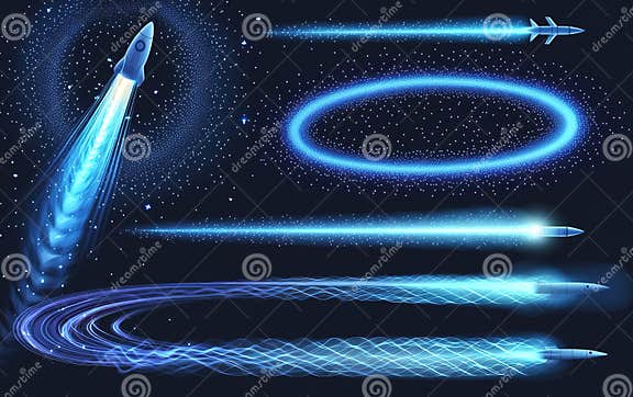 Dynamic Rocket Trajectories in Deep Space Showcasing Various Flight ...