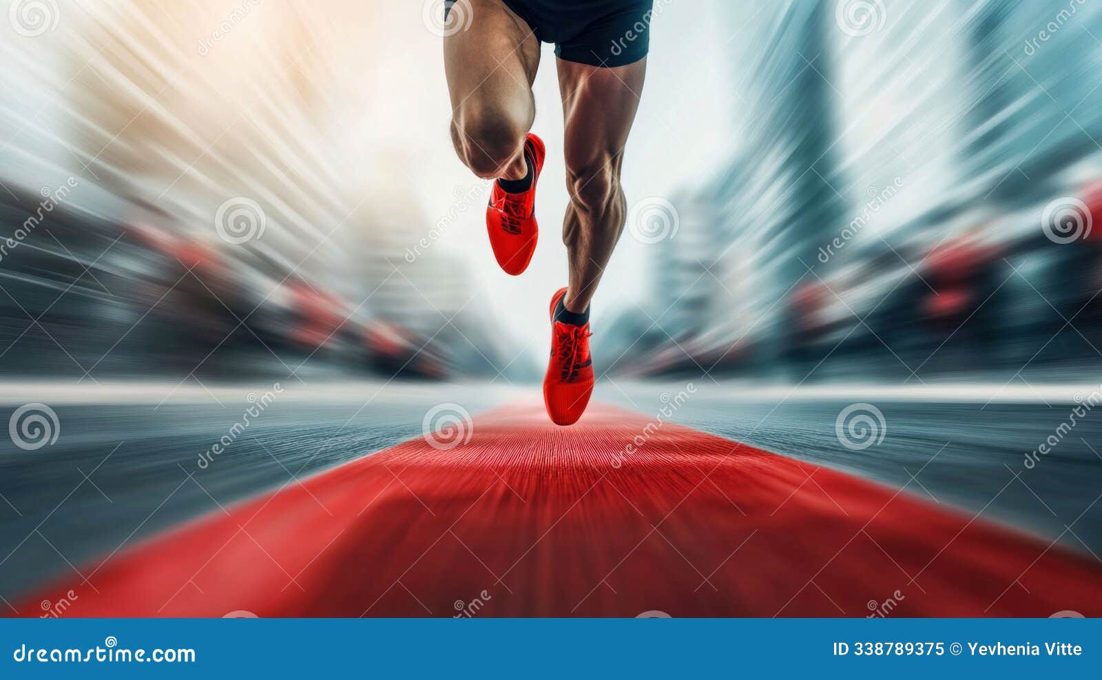 Dynamic Runner Sprinting on a Red Track with Motion Blur. Generative Ai ...