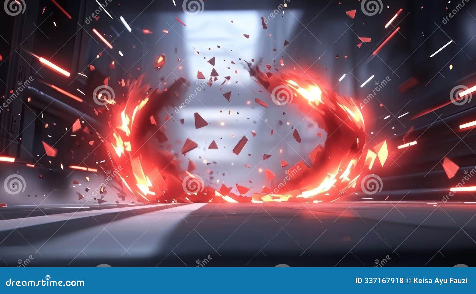 A Dynamic Scene Depicting Explosive Energy and Motion with Fragmented ...