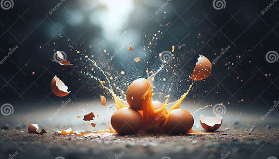 Splattered Eggs on a Surface with Broken Shells Stock Illustration ...