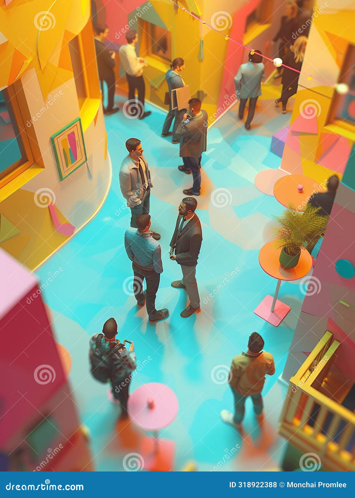 Dynamic Scene at a Multicultural Networking Event, Individuals ...