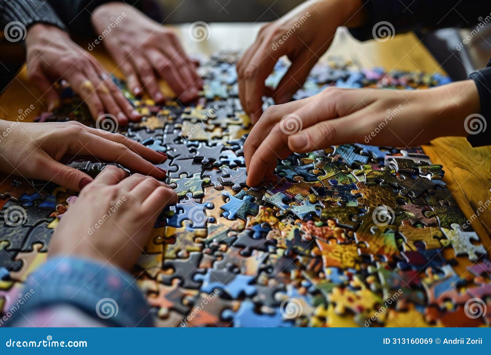 Collaborative Puzzle Completion Stock Image - Image of engagement ...