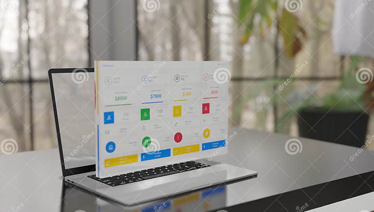 Dynamic Screen Display with Data Analysis Graphics. Perfect for Website ...