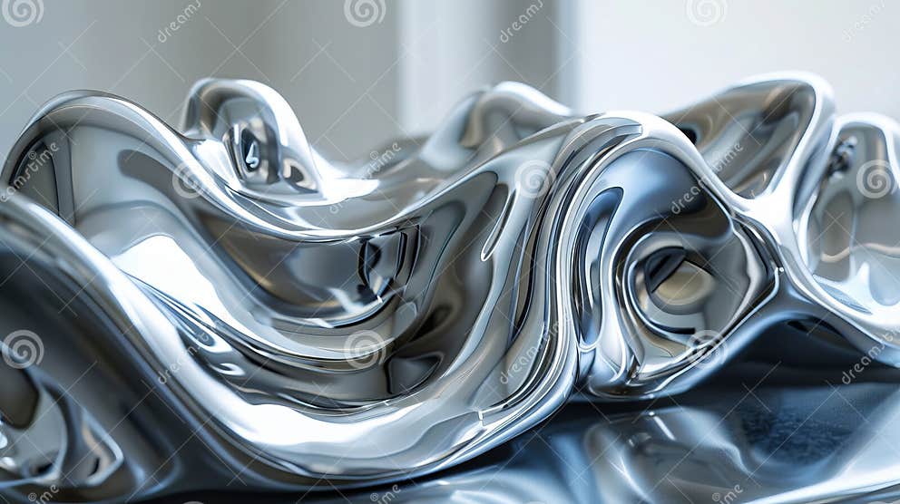 Dynamic Sculpture Captures Movement with Liquid Metal Effects Stock Illustration - Illustration ...