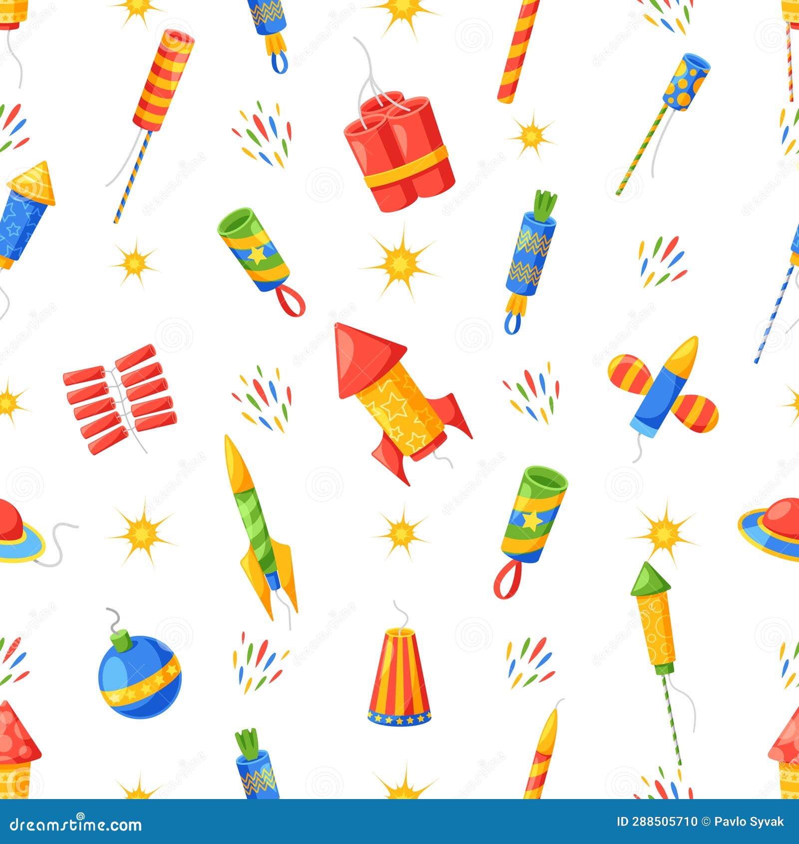 Dynamic Seamless Pattern Featuring Vibrant Pyrotechnic Elements ...