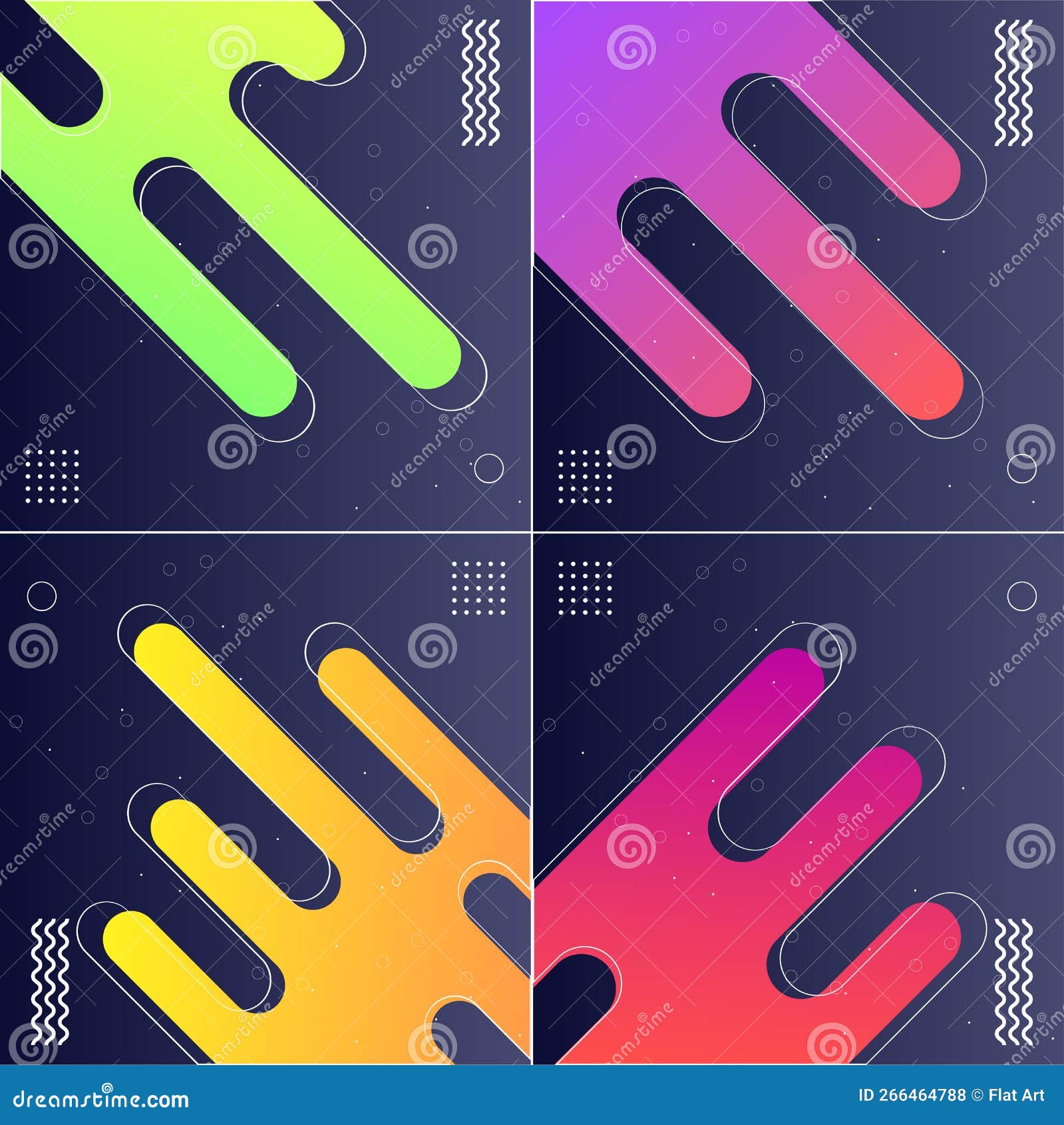 Dynamic Shapes Compositions Pack of 4 with Shining Stripes Creative ...