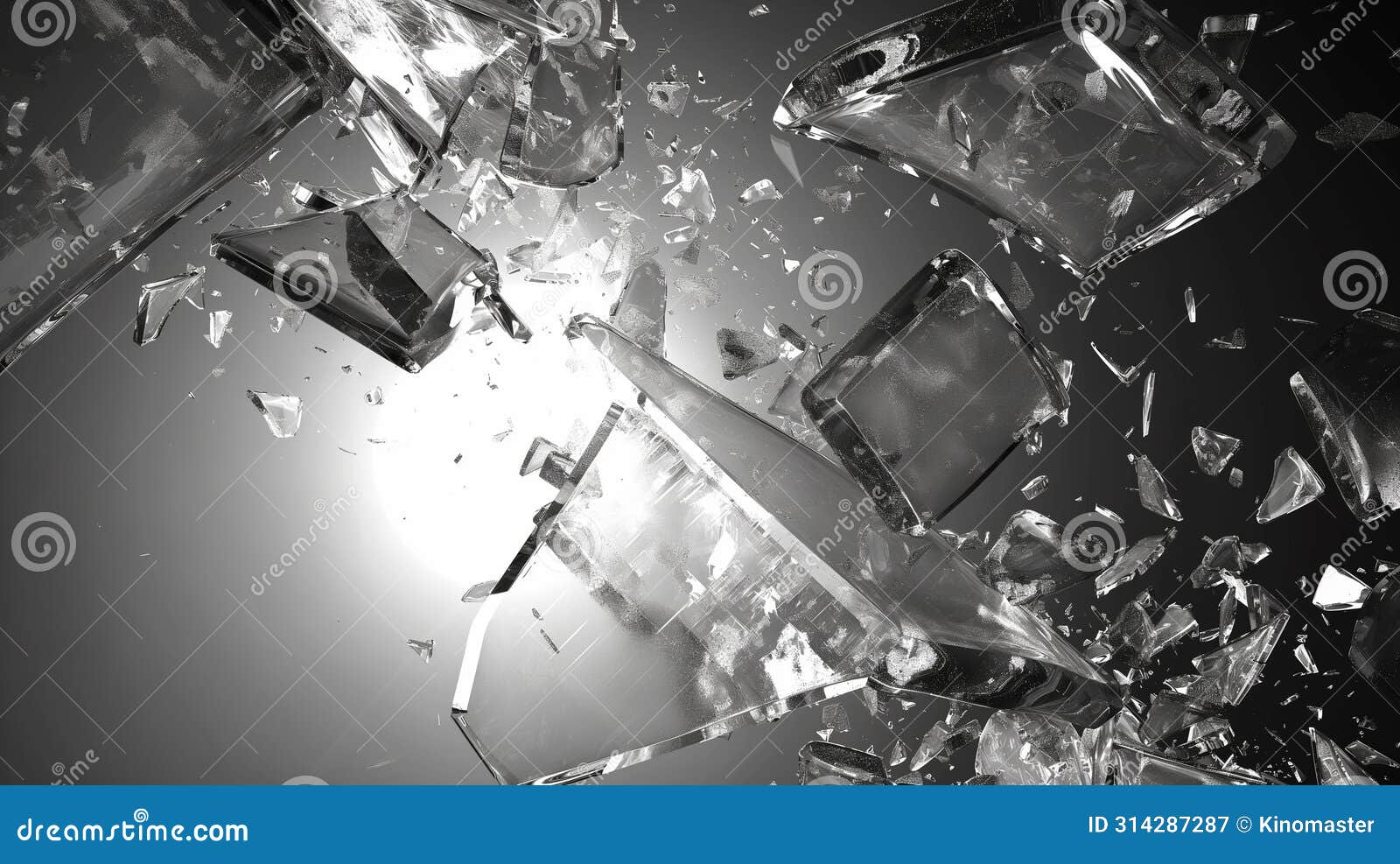 Dynamic Shattered Glass Explosion on Black Background. Generative AI ...