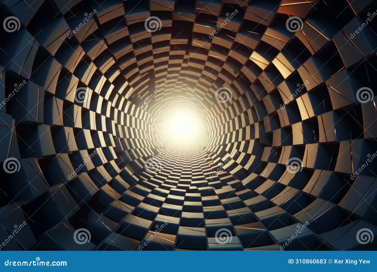 A Dynamic Shot of a 3D Geometric Tunnel with Hypnotic Visual Effects ...