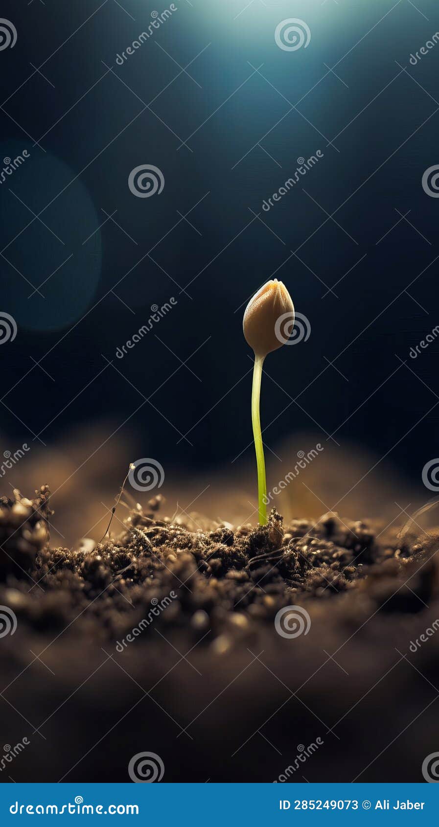 Dynamic Shot of a Small Seed Growing in a Farmland Stock Illustration ...