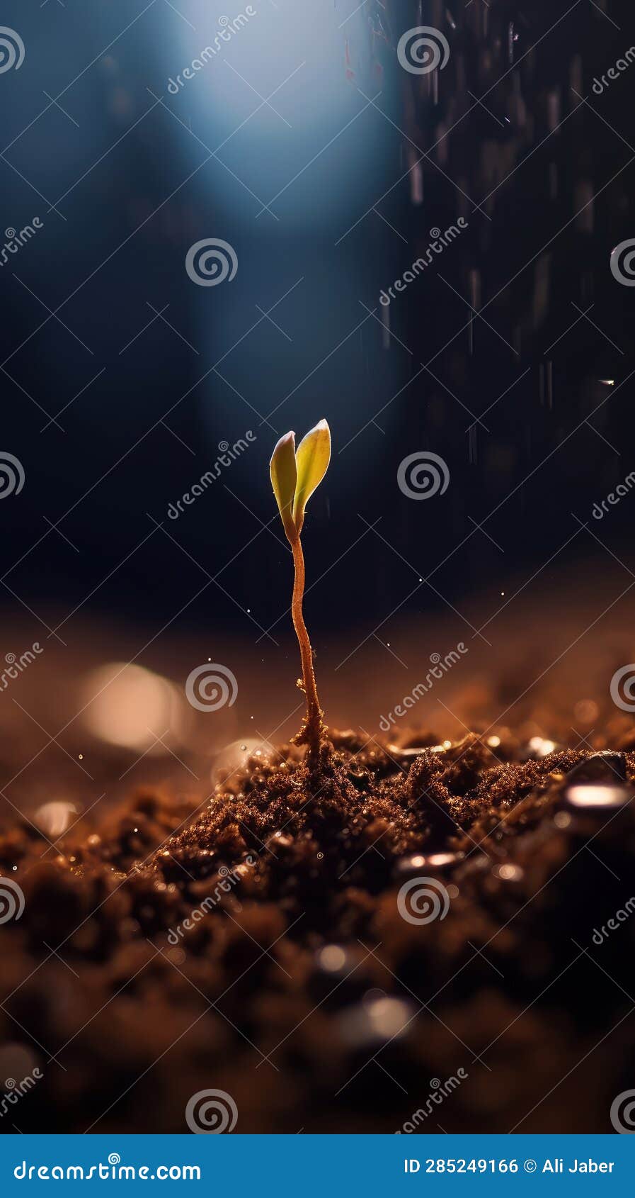 Dynamic Shot of a Small Seed Growing in a Farmland Stock Illustration ...