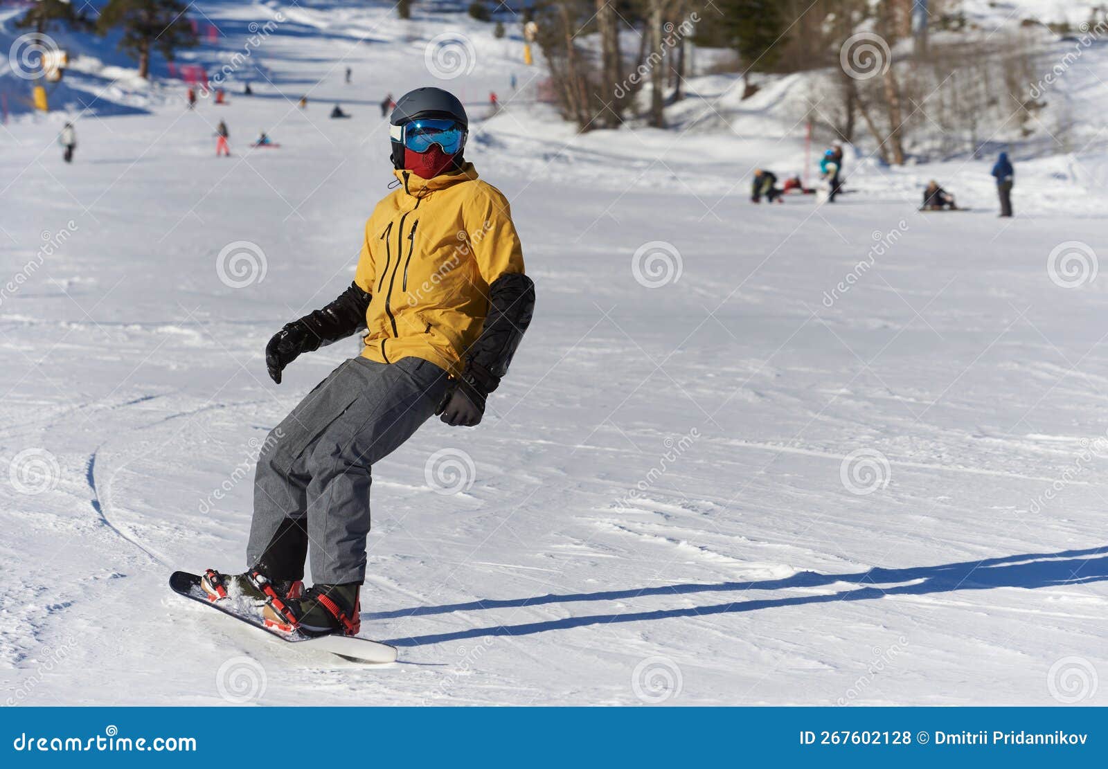 Dynamic Shot with a Snowboarder in Action on the Slope Stock Photo ...