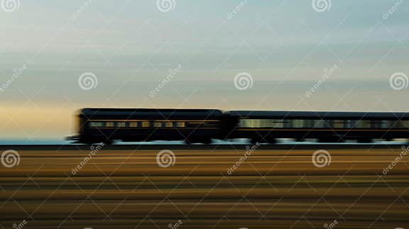 Dynamic Side View of a Fast Moving Train with Blurred Landscape ...