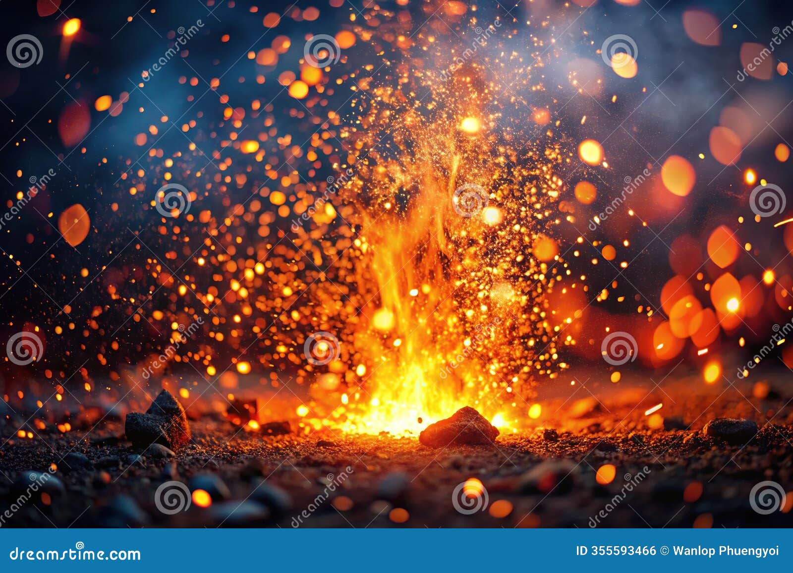 Dynamic Silhouette Animation of Rising Ember Particles a Looping Fire ...