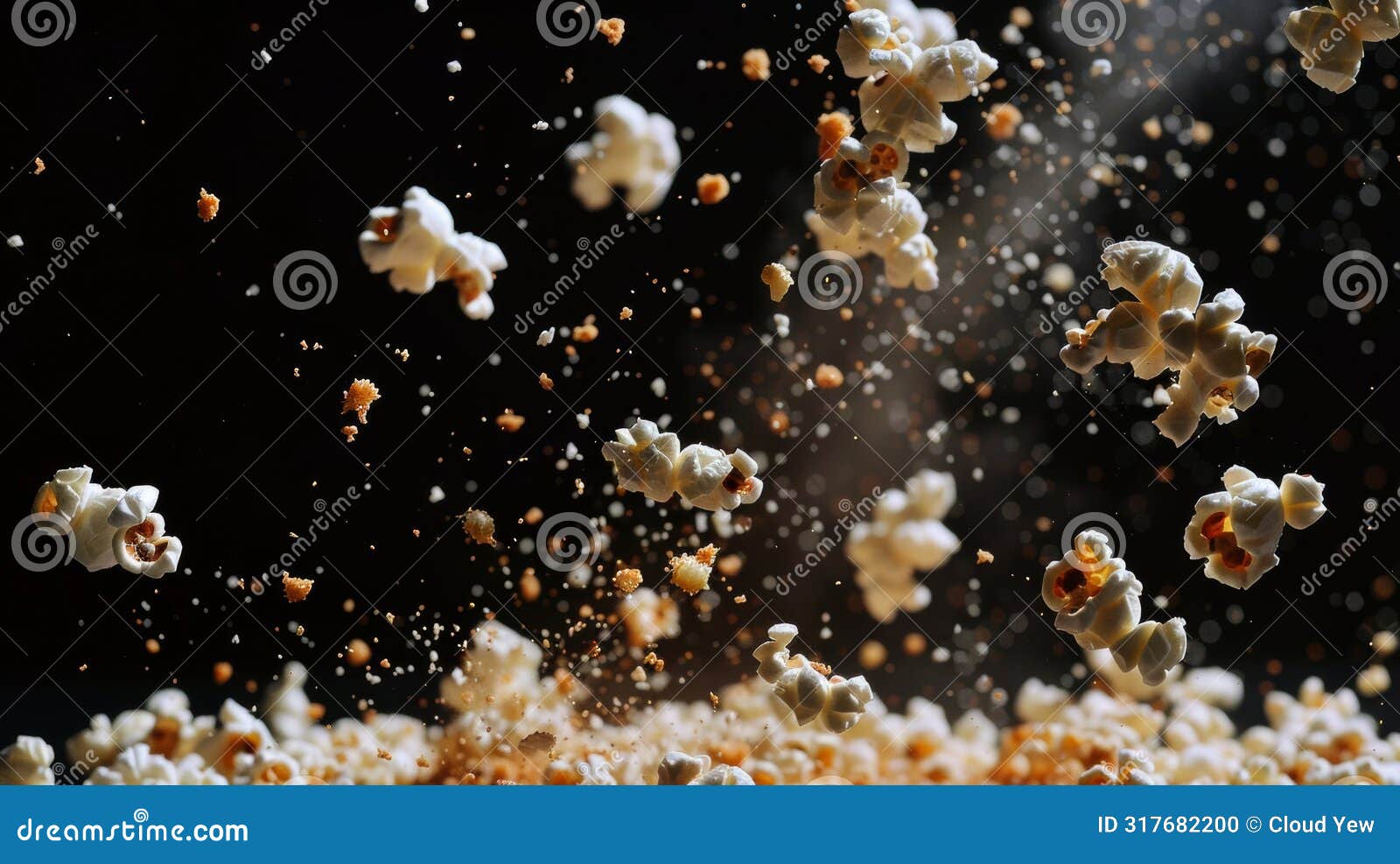 Dynamic Silhouette of Levitating Pieces of Popcorn Popping Stock ...