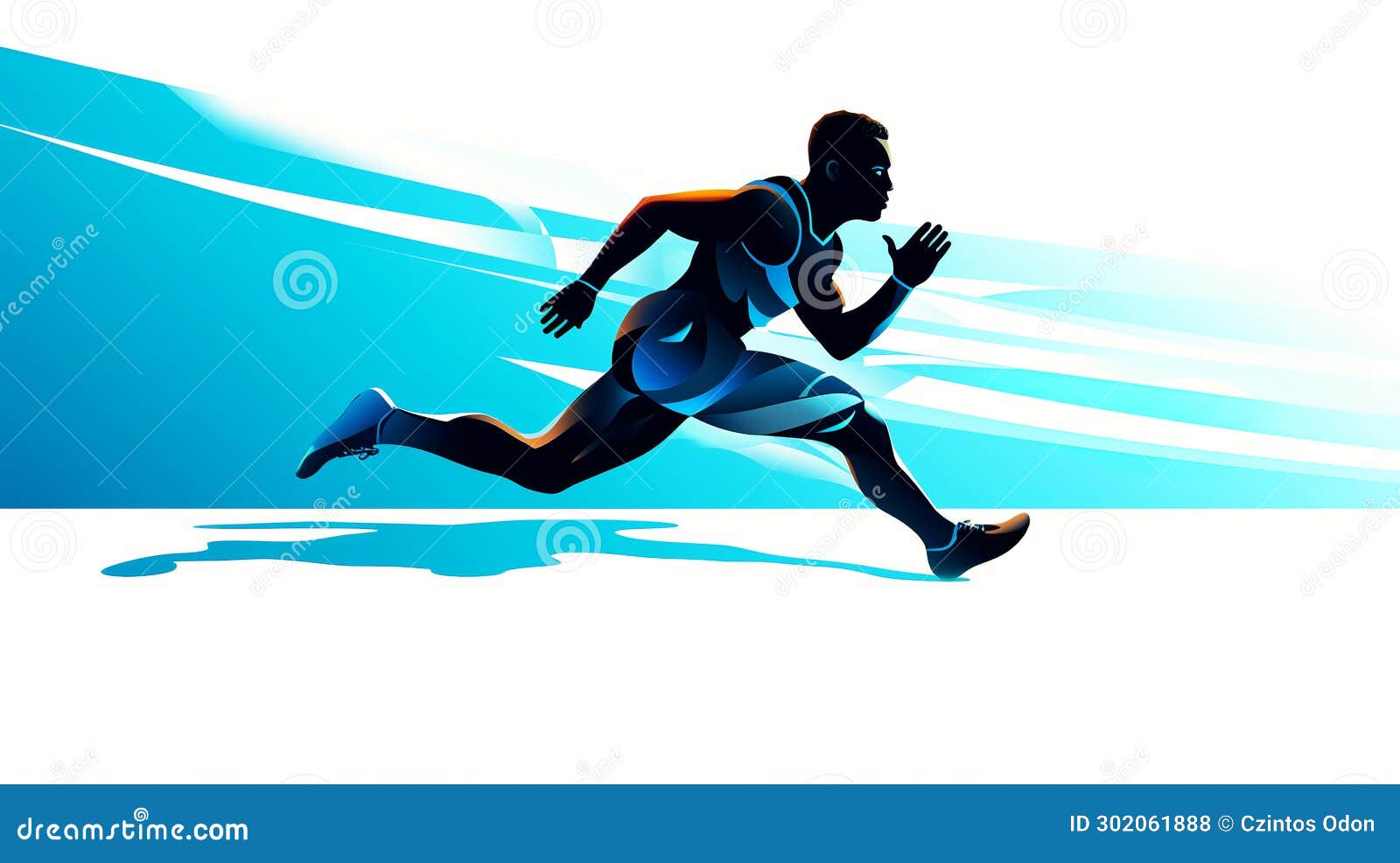 The Dynamic Silhouette Style Depicts a Male Running Competitor in ...