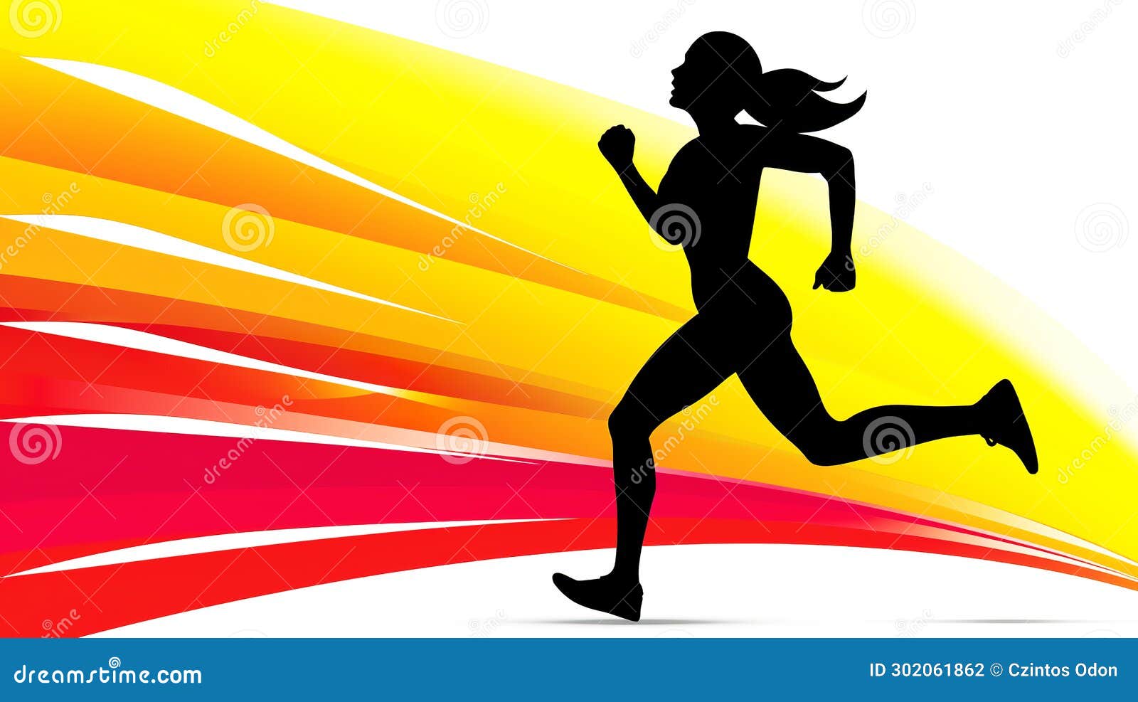 The Dynamic Silhouette Style Features a Female Runner in Action. Stock ...