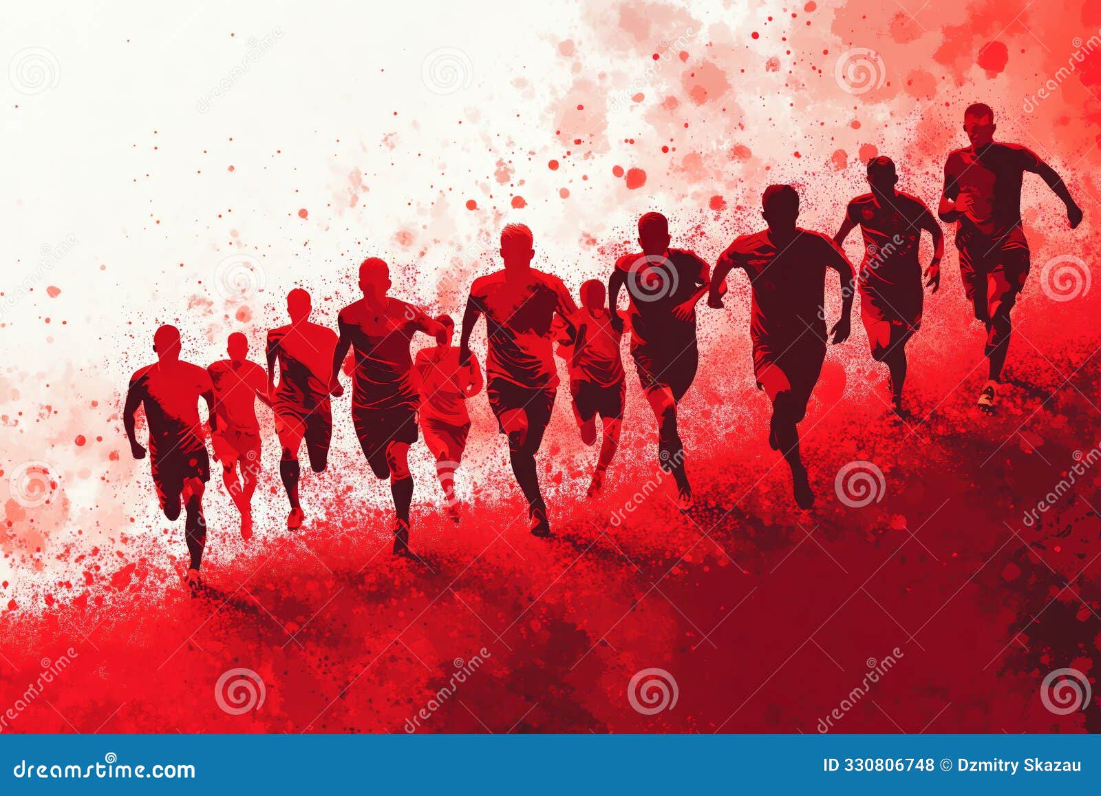 Dynamic Silhouettes of Athletes Sprinting Against a Vibrant Red ...