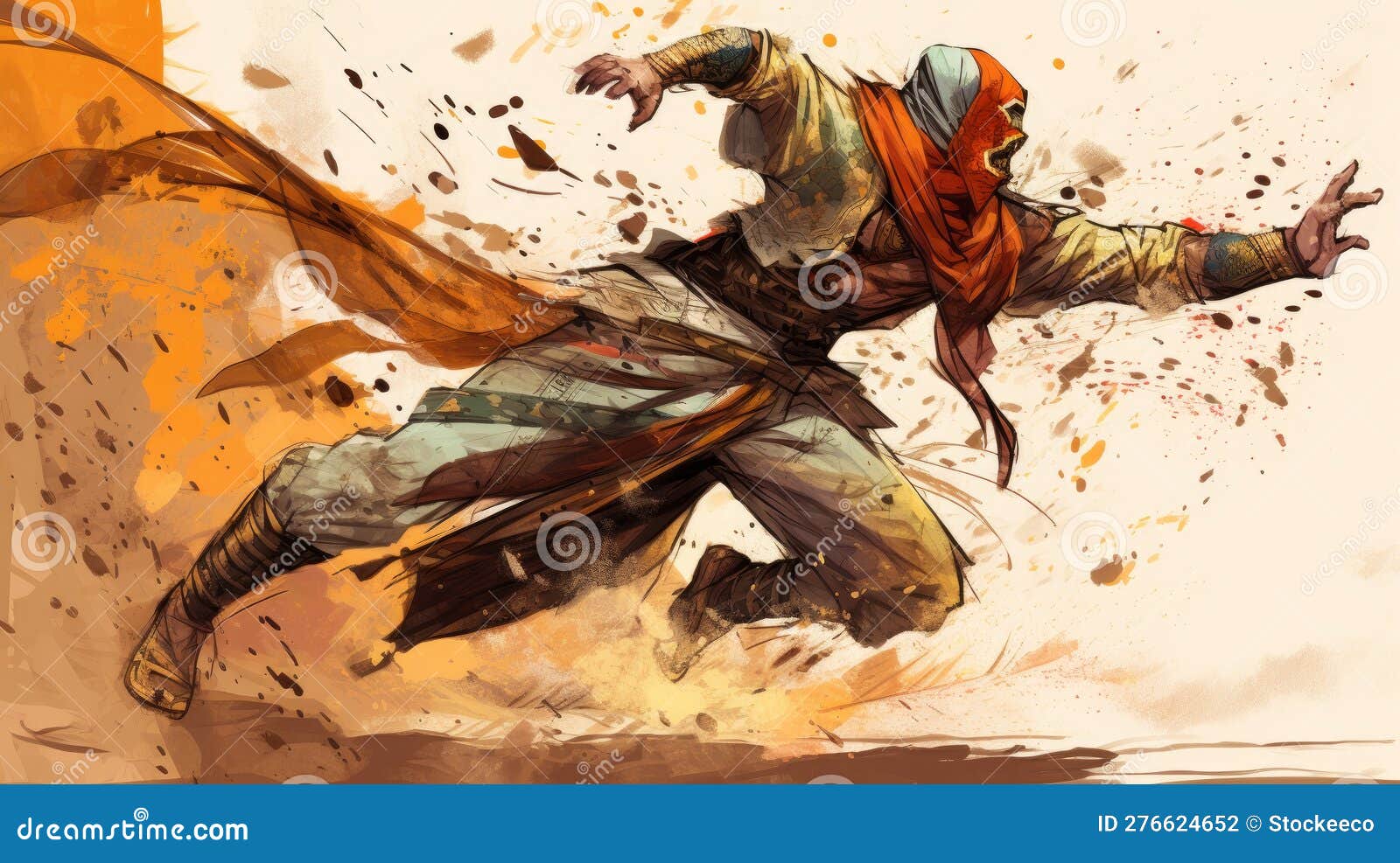 Dynamic Skirmish Action Scene with Egyptian Theme Stock Illustration ...