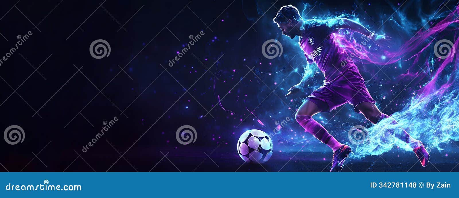 Dynamic Soccer Player in Motion with Abstract Neon Energy Effects ...