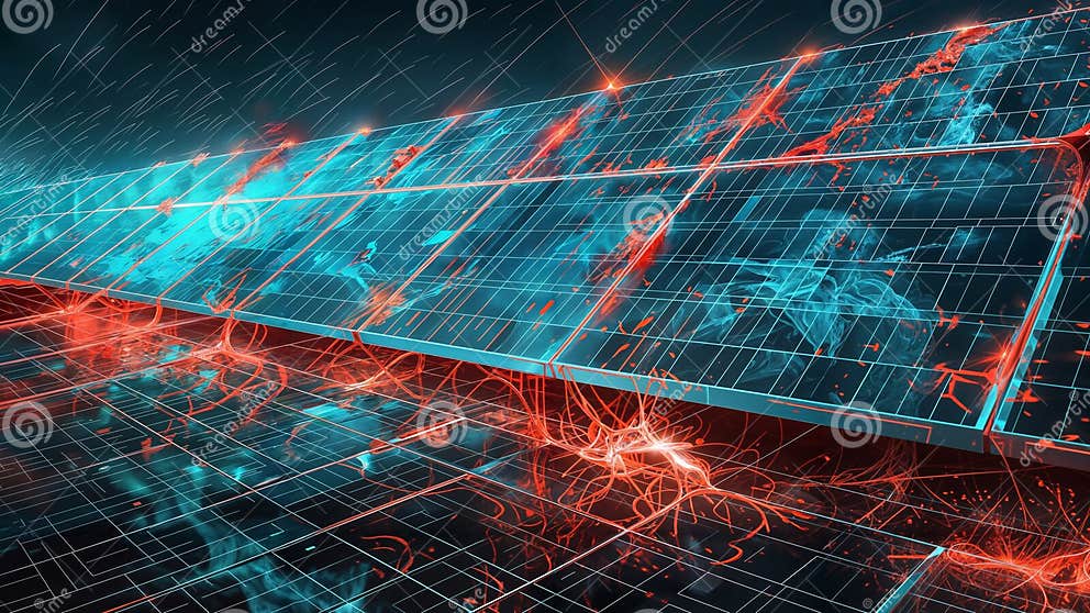 Dynamic Solar Array: Red and Blue Data Streams Highlight Advanced ...